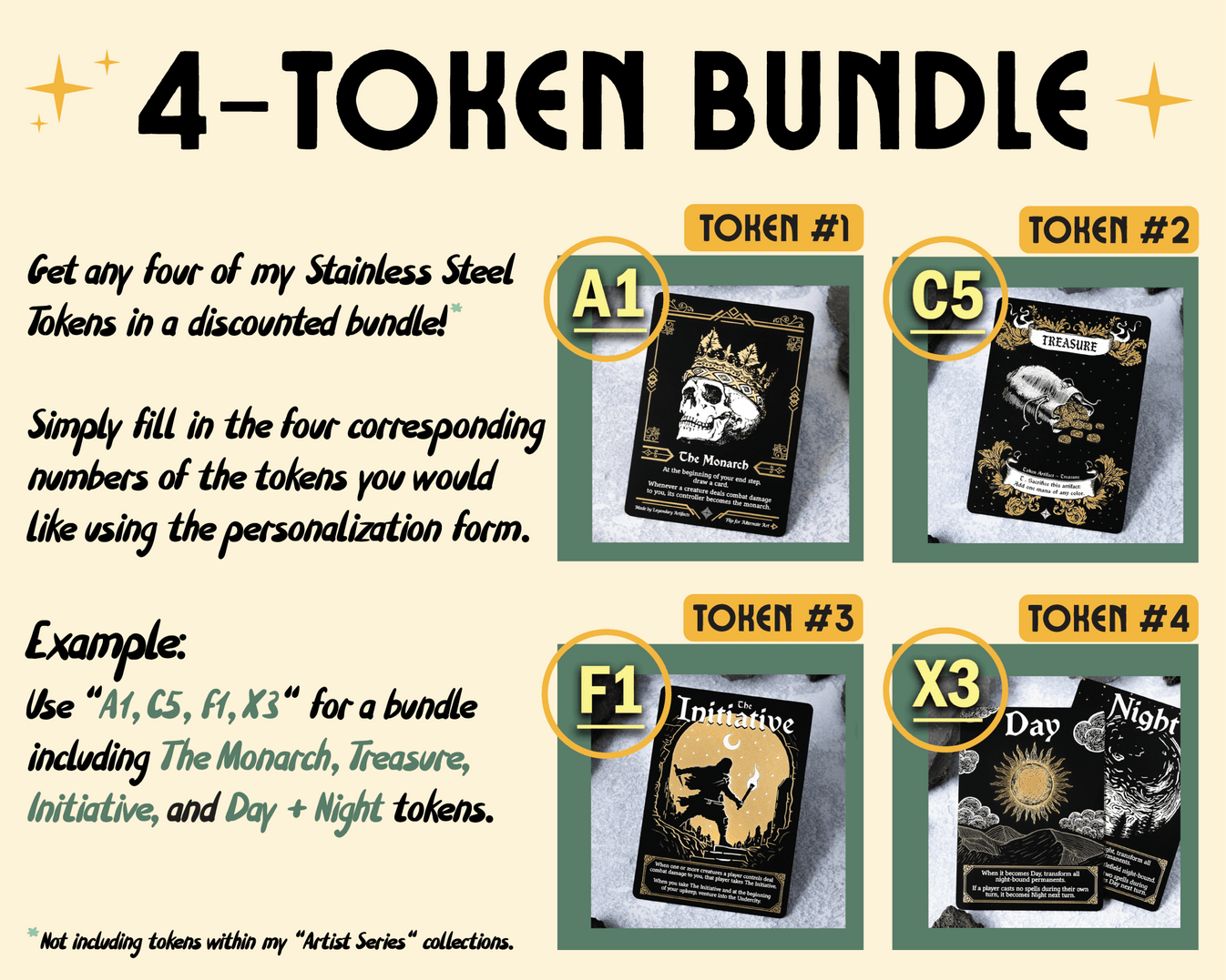 Stainless Steel Token Bundle - Metal MTG Tokens | Legendary Artifacts