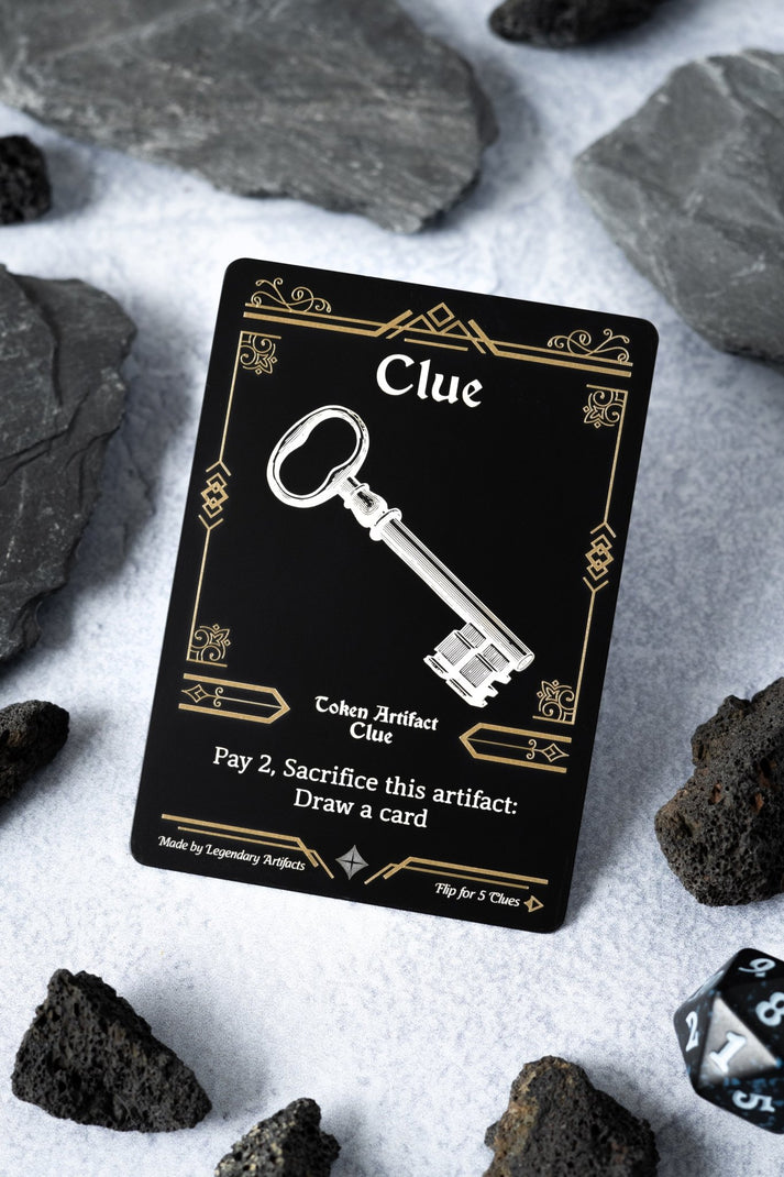 Stainless Steel Clue Token - Metal MTG Tokens | Legendary Artifacts