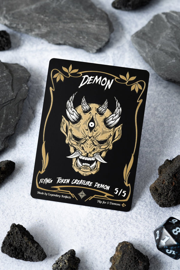 Stainless Steel Demon Token - Metal MTG Tokens | Legendary Artifacts
