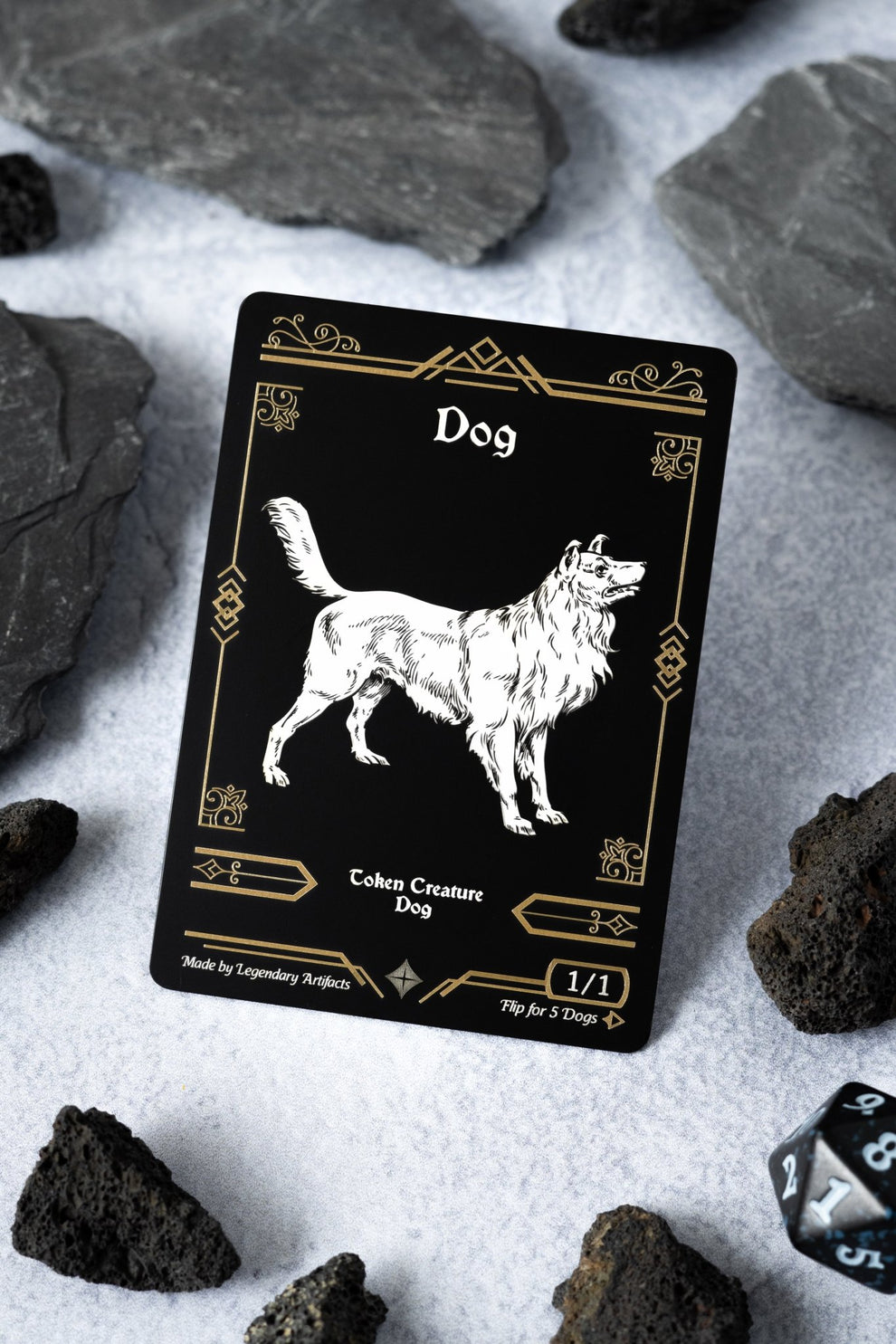 Stainless Steel Dog Token - Metal MTG Tokens | Legendary Artifacts