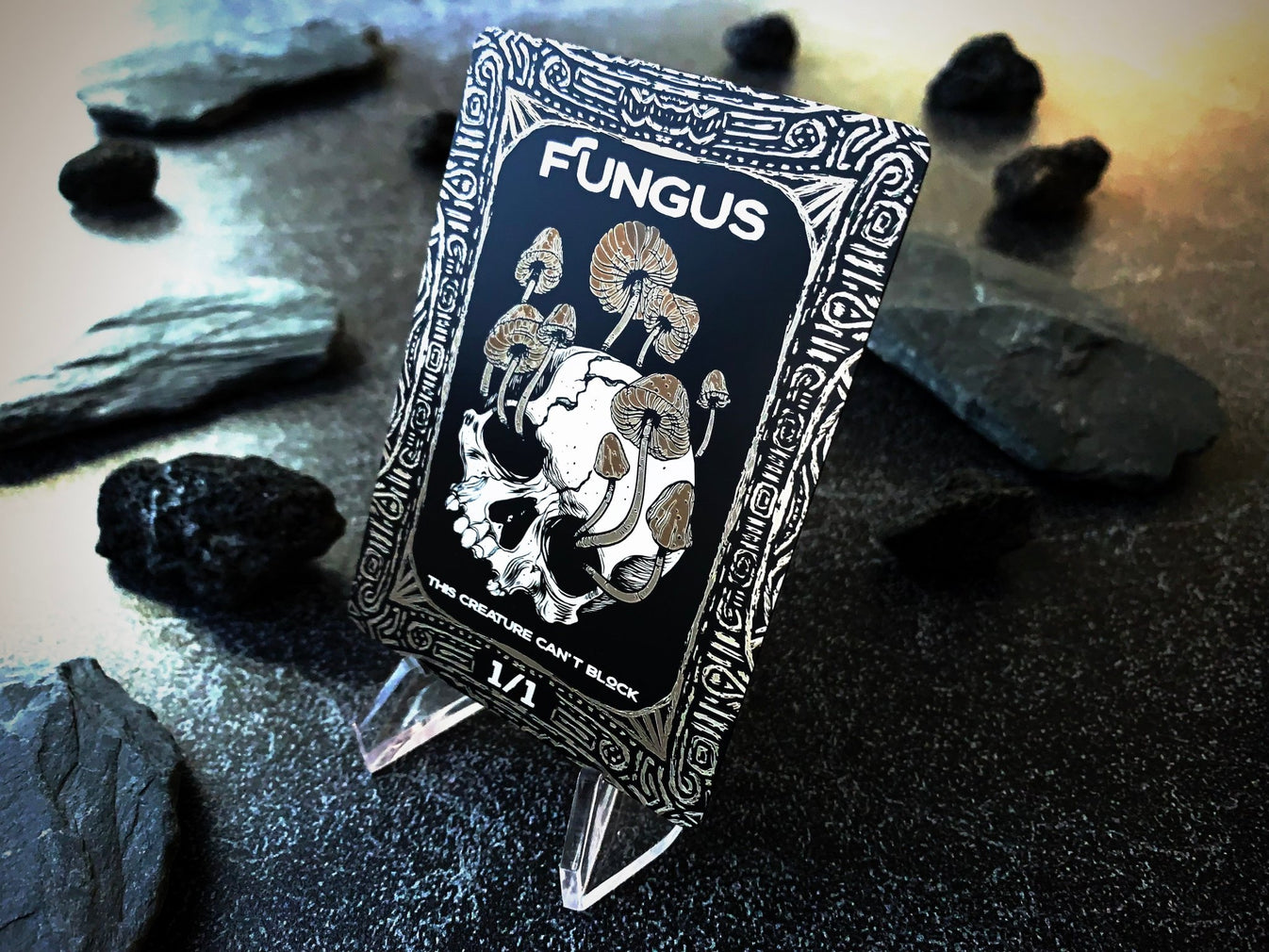 Stainless Steel Fungus Token - Metal MTG Tokens | Legendary Artifacts