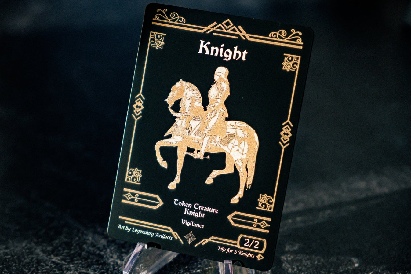 Stainless Steel Knight Token - Metal MTG Tokens | Legendary Artifacts