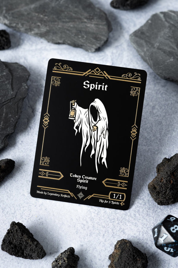 Stainless Steel Spirit Token - Metal MTG Tokens | Legendary Artifacts