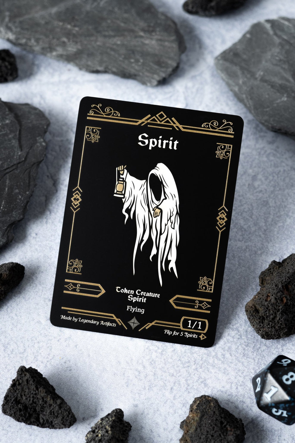 Stainless Steel Spirit Token - Metal MTG Tokens | Legendary Artifacts