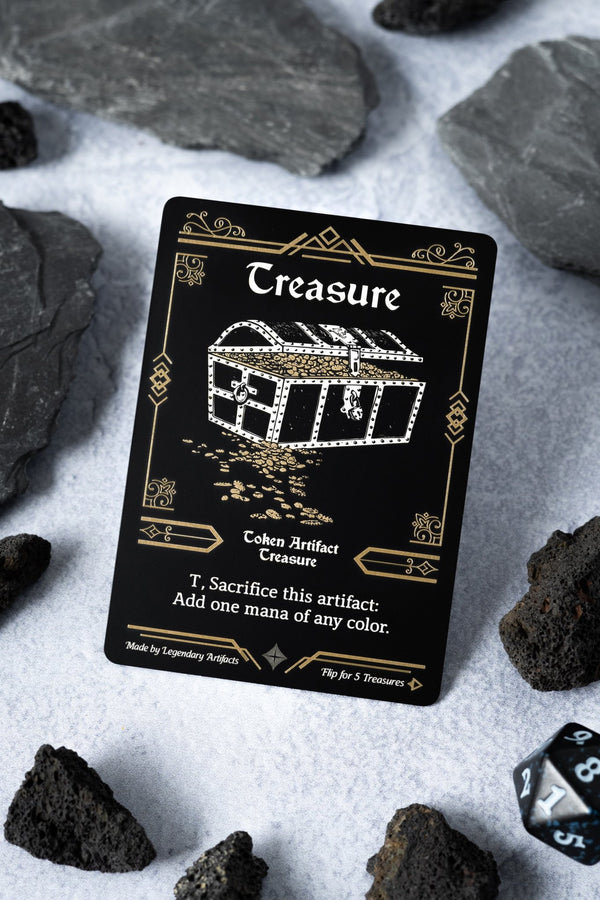Stainless Steel Treasure Token - Metal MTG Tokens | Legendary Artifacts