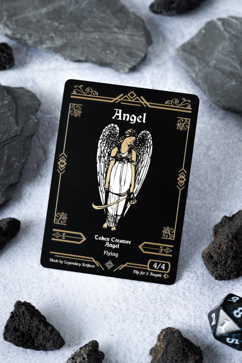 Stainless Steel Angel Token - Metal MTG Tokens | Legendary Artifacts